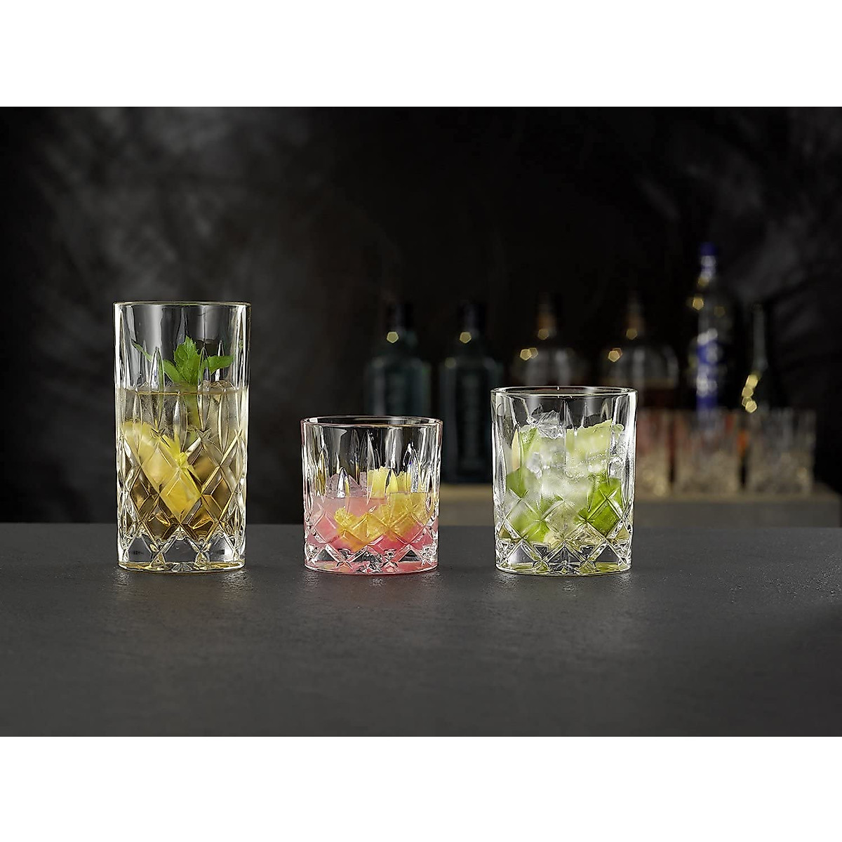 Nachtmann Brand Noblesse Collection, Single Old-Fashioned Glasses, Set of 4, Durable Crystal SOF Glass, Diamond Design, 245 ml/ 8.66-Ounce, Dishwasher Safe