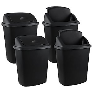Uumitty Kitchen Trash Can 18.5 Gallon with Swing Lid, 70L Plastic Tall Garbage Can Outdoor and Indoor, Perfect for Commercial Offices, Home Office, 4 Pack
