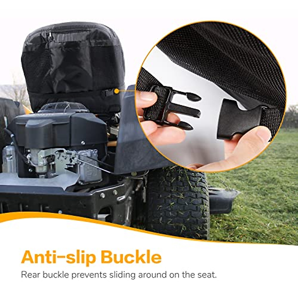 Terrete Tractor Seat Cover with Extra Waterproof Cover for 12.5”-14”H Seats, Riding Lawn Mower Seat Cover Medium Universal