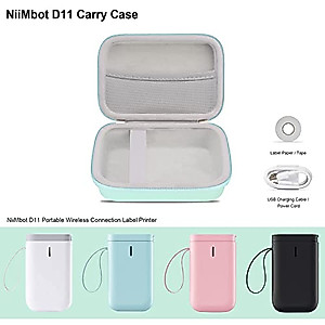 Elonbo Carrying Case for NIIMBOT D11 Label Maker, D11 Portable Bluetooth Handheld Label Printer Storage Holder, Extra Mesh Pocket Fits NIIMBOT D11 Label Maker Tape, Cable, Blue (CASE ONLY)