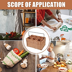 Zerodeko Utensil Basket Utensil Holder Cutlery Storage Basket Make up Iron Woven Basket Cutlery Holder Seagrass Baskets