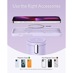 Anker Magnetic 623 MagGo 2-in-1 Wireless Charging Station with 20W USB-C Charger, for iPhone 14/14 Pro/14 Pro Max/13/13 Pro Max, AirPods Pro (Lilac Purple)