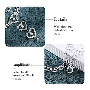 Zoestar Rhinestone Waist Chains Tassel Crystal Waist Chain Layered Crystal Heart Pendant Belly Body Chain Jewelry for Women