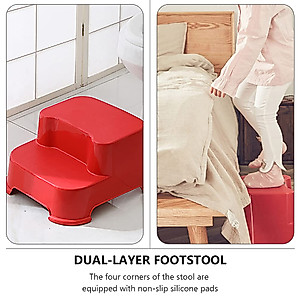 Toyvian Two Step Step Stools Toilet Potty Training Stool Non- Slip Foot Stool Bedside Step Stool for Kitchen Bathroom Bedroom Red