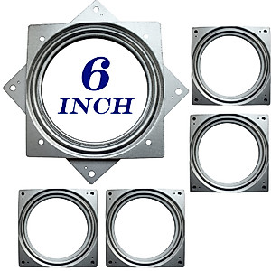 6Inch Lazy Susan Hardware, 5Pack Square Rotating Bearing Plate, 500lbs Capacity Lazy Susan Turntable Bearing for for Serving Trays, Kitchen Storage Racks, Craft Table, Zinc Plated Steel Swivel Plate