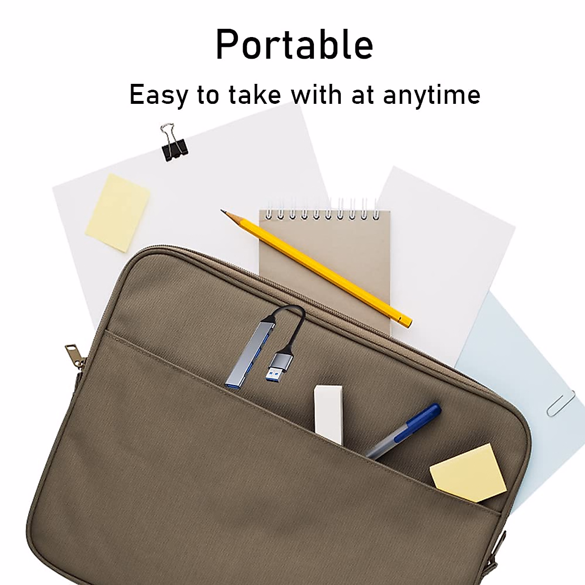 USB Hub, Aluminum 4-in-1 USB 3.0 Hub with 1 USB 3.0 Port and 3 USB 2.0 Ports USB Splitter Multiport Extender for Desktop Computer PC, PS4, Laptop, Surface Pro, Dell, HP, XPS, Flash Drive