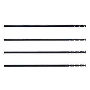 MAXTOOL 5/32"x12" 4pcs Identical Aircraft Extension Drills HSS M2 Extra Long Deep Twist Drill Bits Straight Shank Fully Ground Black; ACF02B12R10P4
