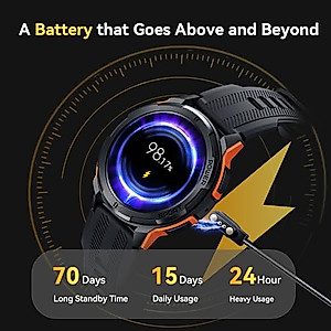 OUKITEL BT10 Military Smart Watch for Men(Answer/Dial),5ATM Waterproof Rugged Fitness Tracker Smartwatch,1.43'AMOLED HD Display,Tactical Sports Watch,123+Sport Modes,24H Health Monitor,for iOS/Android