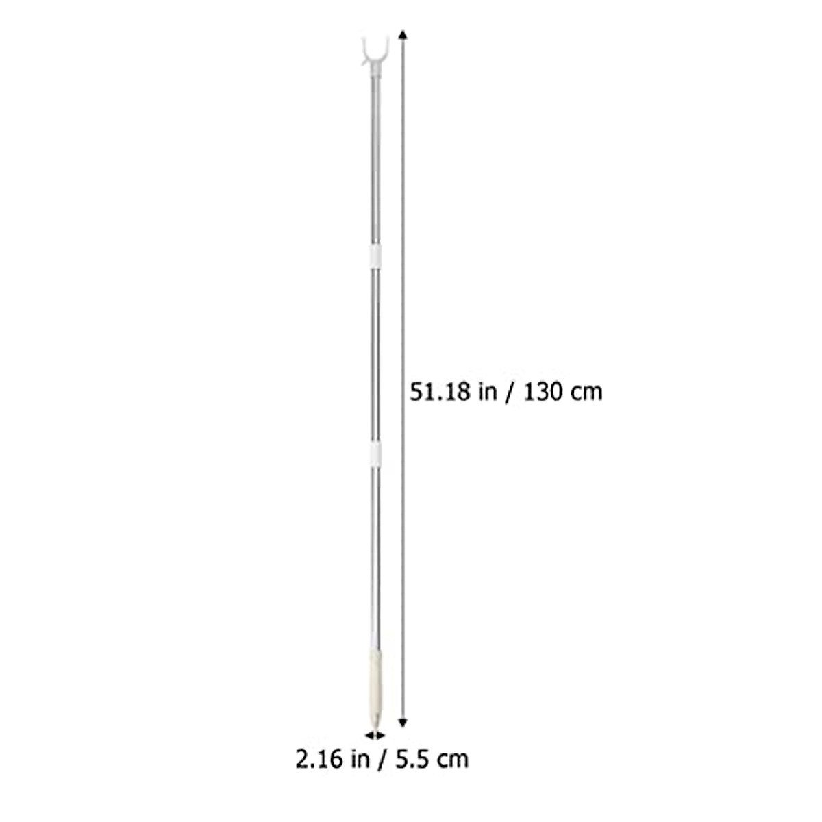 Pole 2pcs Clothes Reach Poles Retractable Clothes Drying Fork Stainless Steel Clothesline Rod Pole Wardrobe Hook Adjustable Reaching Pole for Balcony Closet Reach Tool