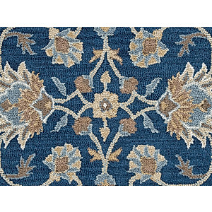 Rizzy Home Ashlyn Collection Wool Area Rug, 2'6" x 8', Blue/Ivory