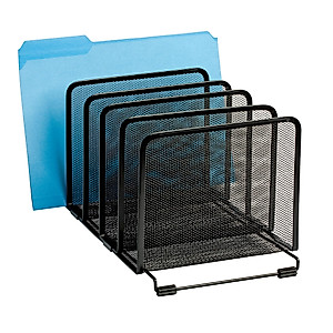 Rolodex Mesh Collection Stacking Sorter, 5-Section, Standard Packaging , Black