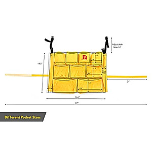 Trash Can Caddy Bag | Brute Compatible | Fits 32-55 Gallon Can | 12 Pockets | Heavy Duty Vinyl Construction Organizer for Cleaning & Janitorial Duties.
