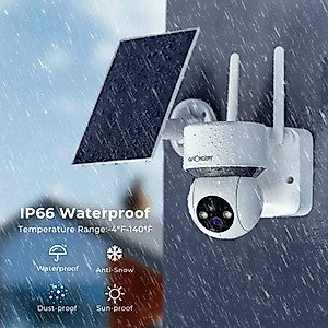 K&F Concept Solar Security Camera Wireless Outdoor, PTZ WiFi Home Cameras with Motion Detection and Siren, 1080P Battery Solar Powered Surveillance Camera with Color Night Vision, 2 Way Audio