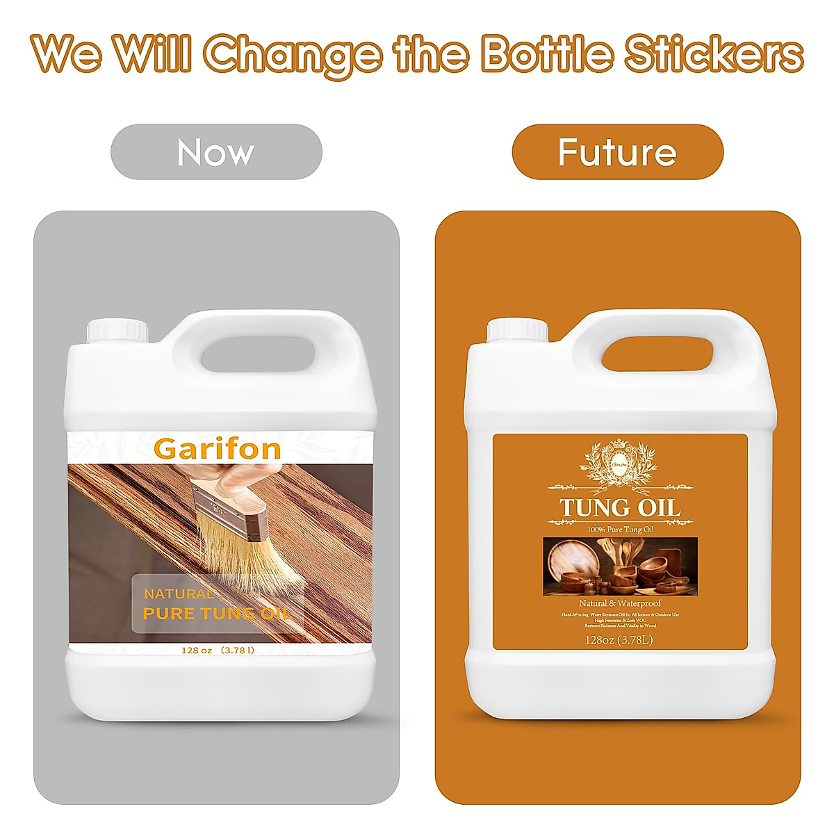 128 OZ Pure Tung Oil for Wood Outdoor/Indoor, Food Grade Wood Sealer,1 Gallon Tung Oil for Wood Food Safe, Waterproof Sealer for Wood, Tung Oil Finish,Wood Oil for Outdoor Furniture/Cutting Board/Teak