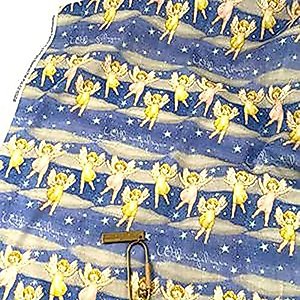 PUMCRAFT Sewing Fabric 100% Cotton Fabric Flying Angels in Sky Star Printed Sewing Cloth Dress Clothing Textile Tissue - 50cm - 105cm Fabric Patchwork Craft