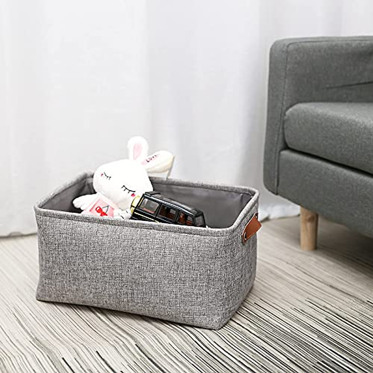 QURTS Large Storage Bins(15.74 x 11.81 7.87 inches), Foldable Fabric Baskets with Handles for Cupboards, Wardrobe, Shelves, Bathroom, Clothes, Toys, Towel (Grey, 3 Pack) Gray 15.6 11.7 7.8 inches