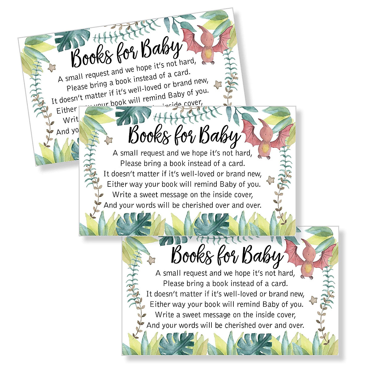All Ewired Up 50 Books for Baby Request Insert Card for Boy Dinosaur Baby Shower Invitations or invites, Cute Bring A Book Instead of A Card Theme for Gender Reveal Party Story Games