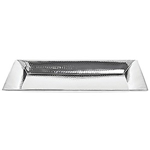 HUBERT Serving Tray Silver with Hammered Finish and Flared Rim Rectangular - 22"L x 13"W x 1 1/2"H