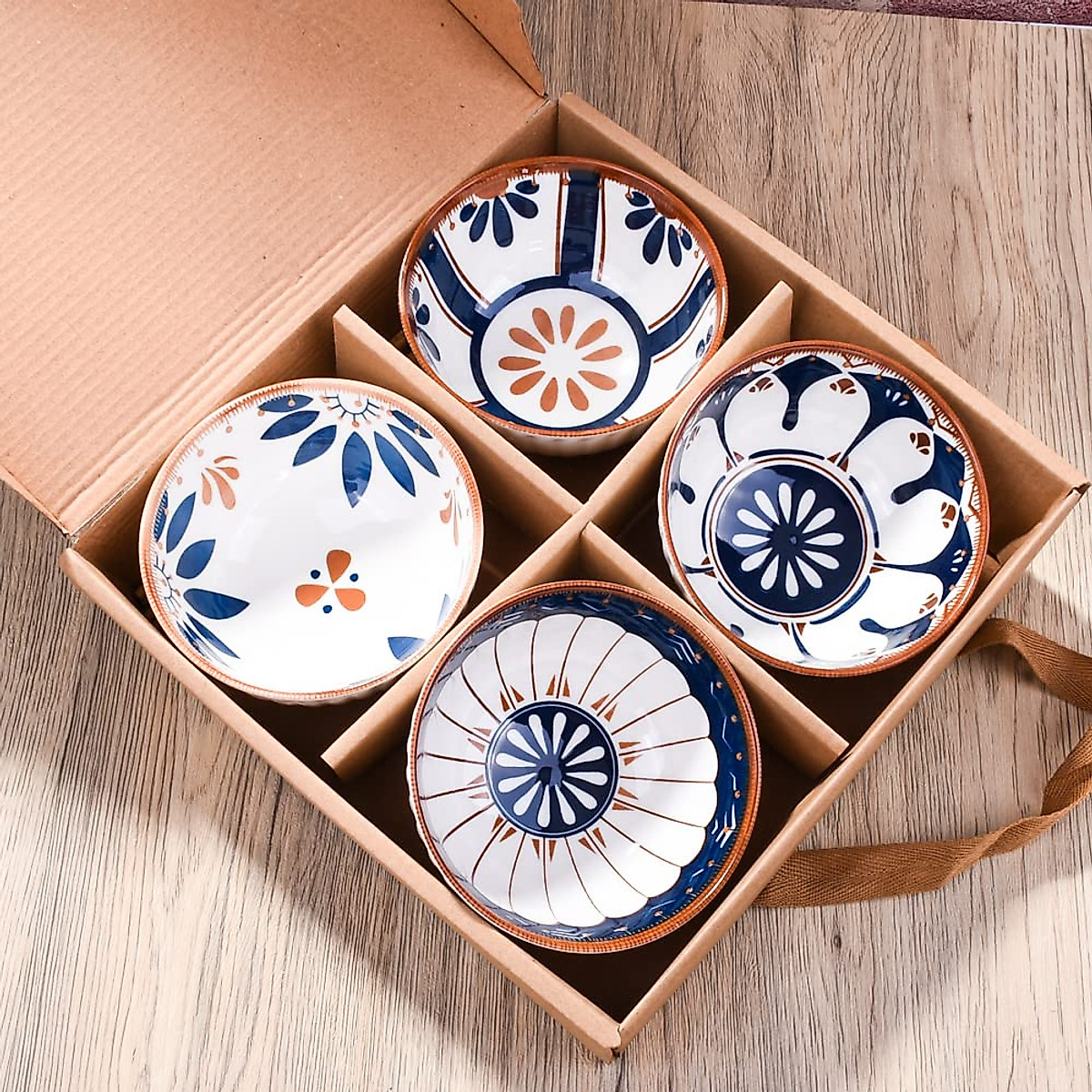Ceramic Rice Bowls and Chopstick Set of 4,A Good Gift for Friend and Family (RS)