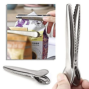 TAODAN Set of 6 Heavy Duty Stainless Steel Alligator Clips,Fresh-Keeping Clamp Jaw Sealing Clips Air Tight Seal Grip on Coffee & Food Bags