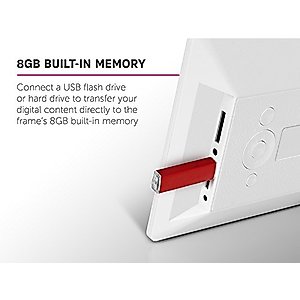 Aluratek 8 Inch WiFi Digital Photo Frame with Touchscreen IPS LCD Display and 8GB Built-in Memory,White