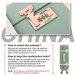 Unitravel 3 Piece Vintage Combination Suitcase Set, Hard Shell Retro Travel Trunk Luggage with Train Bag for Women (Matcha Green, 26"+20"+12")