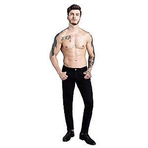 ZLZ Men's Skinny Slim Fit Stretch Comfy Fashion Jeans Pants, Casual Black Pants for Men Size 32