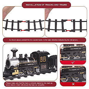 LEYI Classic Train Set Toys with Sound and Light Round Tracks Railway for Under Christmas Tree Battery Operated Train Toys Christmas Birthday Gifts for Boys and Girls 4 Cars 10 Tracks