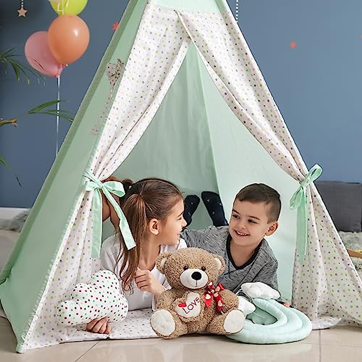 WENMOTDY Stuffed Animals Plush Toy Teddy Bear with Love Pattern Red Bow Gift for Kids Baby Lover Birthday Valentine's Day 12 Inch