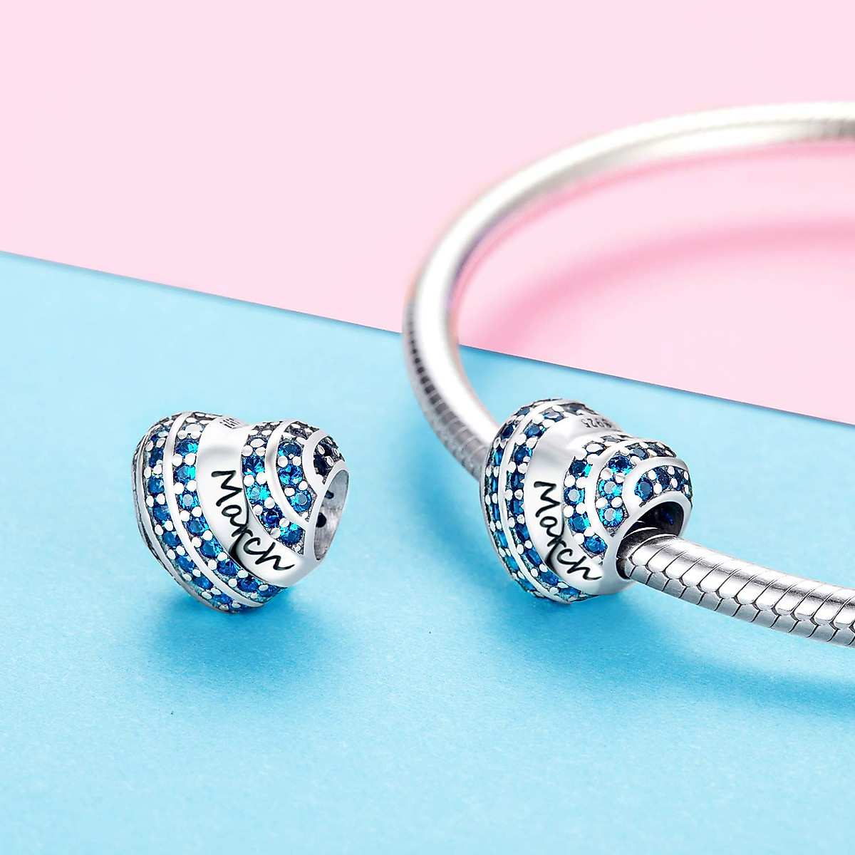 Birthstone Charm for Pandora Charms Bracelet Sterling Silver Bead Birthday Charms 03