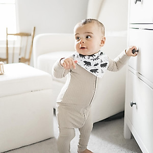 Pondering Pine Organic Baby Bandana Drool Bibs with Bag - Baby Bear Bandana Bibs for Boy or Girl - XLarge Soft Spit Up Drooling and Teething Bib, Extra Absorbent, Woodland Nursery, 8 Pack