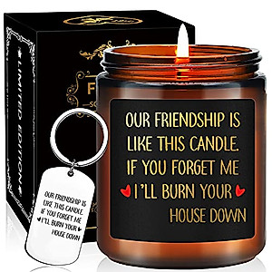 Fufandi Candle Birthday Gifts for Best Friend - Friendship Gifts, Jokes, Christmas, Gag Gifts for Friends, BFF, Coworker - Going Away Gift for Friend Female - Lavender Scented Candles with Keychain