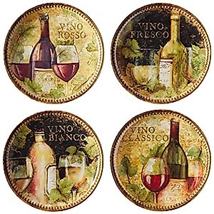 Certified International Gilded Wine Salad/Dessert Plates (Set of 4), 9", Multicolor