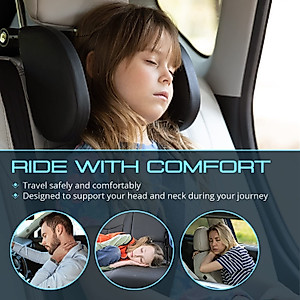 [2022] Car Seat Headrest Pillows for Sleeping and Resting Head Support & Neck Rest for Travel Kids & Adults Easy Installation 360° Adjustable Newest Combine Sturdy Version by Solveride