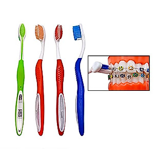 LBailar Braces Toothbrush| Soft Bristle Orthodontic Toothbrush for Cleaning Ortho Braces | U Shaped Portable Toothbrushes for Braces| Set of 4