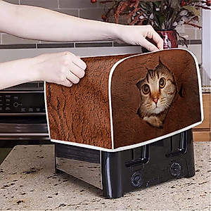 Coldinair 3D Cat Design 4 Slice Toaster Cover Small Kitchen Appliance Bread Maker Dust Cover and Fingerprint Protection