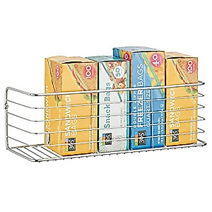 mDesign Wide Metal Wall Mount Decor Storage Organizer Display Shelf - Hang in Bathroom, Kitchen, Entryway, Hallway, Mudroom, Bedroom, Laundry Room - Concerto Collection, 2 Pack - Chrome