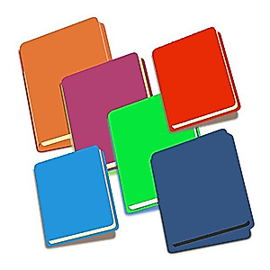 Stretchable Jumbo Book Covers 7 Pack Individual Colors Book Suits® fits Hardcover Textbooks up to 9.5" X 14" Durable Washable Reusable Extras Labels and Ruler