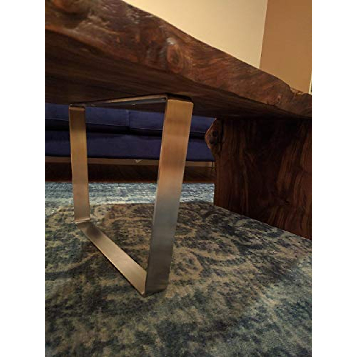 Brushed Stainless Table Legs, Bent Trapezoid Style - Any Size