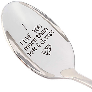 THREE HUMAN I love you more than mac and cheese Funny Engraved Spoon, Gift for Lover, Father, Mother, Friends, Funny Kitchen Joke, Thanksgiving Gifts