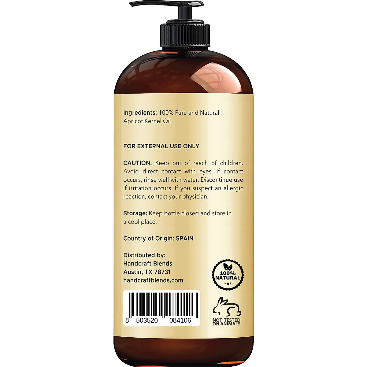 Handcraft Blends Apricot Kernel Oil - Cold-Pressed 16 Fl Oz - 100% Pure and Natural - Premium Grade Carrier Oil for Skin and Hair - Hair and Body - Massage - Hexane-Free