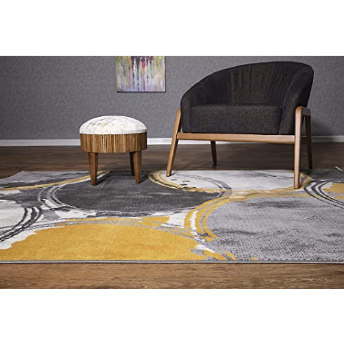 Rugshop Evora Contemporary Modern Circles Area Rug 7'10" x 10' Yellow