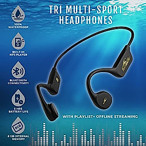 H2O Audio TRI PRO Multi-Sport Headphones - Offline & Underwater Streaming Music (Playlist+) Waterproof Bone Conduction Bluetooth Open Ear Headset with Built-in MP3 Player - Swimming, Running, Cycling