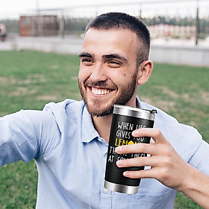 KOOLDRINK When Life Gives You Lemon Throw Them at Someone Tumbler-Inspirational Gifts for Women Men-Funny Christmas Gifts for Coworker,Boss Lady-Birthday Gifts ideas Black 20oz