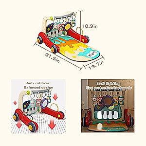 Baby Gym Play Mat 2-in-1 Baby Activity Center Playing Piano Tummy Time Toddler Play Mat for Newborn to Toddler 3 6 9 12 Months