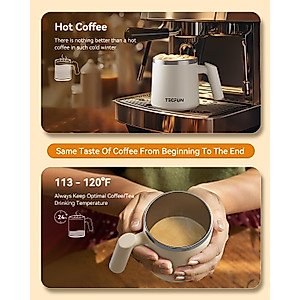 TECFUN Coffee Mug Warmer, [2024 new Wireless Heating Tech][0 Fire Risk][2 In 1 Mug Warmer & Wireless Charger] 12oz Mug with Lid, Coffee Warmer for Desk, Tea Cup Warmer, Gifts for her/him