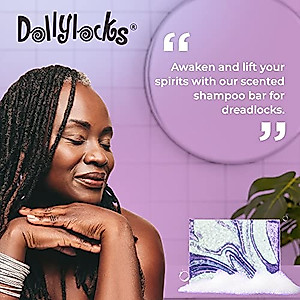 Dollylocks Organic Shampoo Bar for Dreadlocks, Vegan Shampoo with Coconut Oil, Essential Oils, Sea Salt, Plant-Based Shampoo Bars for Hair, Residue Free and Cruelty Free - (4.5oz) Lavender Sky