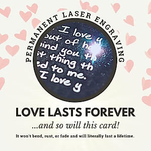 Wallet Card Love Note | Engraved Aluminum Anniversary Gifts for Men & Women | Husband Gifts from Wife | Boyfriend Gift Idea | Romantic Gift for Him or Her | Birthday | A Unique Way to Say I Love You!