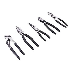 Amazon Basics Pliers Set with Durable Nylon Case - 5-Piece (8-Inch Diagonal, 8-Inch Combination, 8-Inch Long Nose, 8-Inch Groove Joint, 8-Inch Slip-Joint)