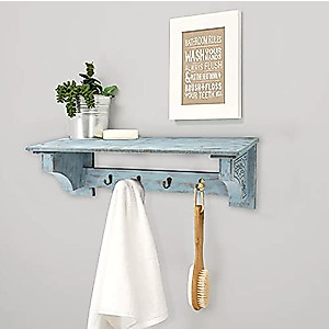 Teton Home WD-062 4-Hook Wood Shelf